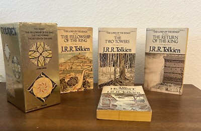 Gold Foil Book Box Set Lord of The Rings Trilogy JRR Tolkien + The ...