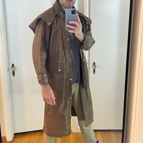 vtg First Genuine Leather Full Length Duster w Liner & Cape Sz Small ...