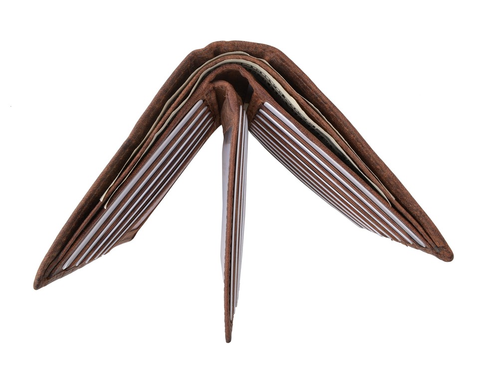 Bifold Leather RFID Blocking Wallet,With 20 Slots,2 Bill Compartments ...