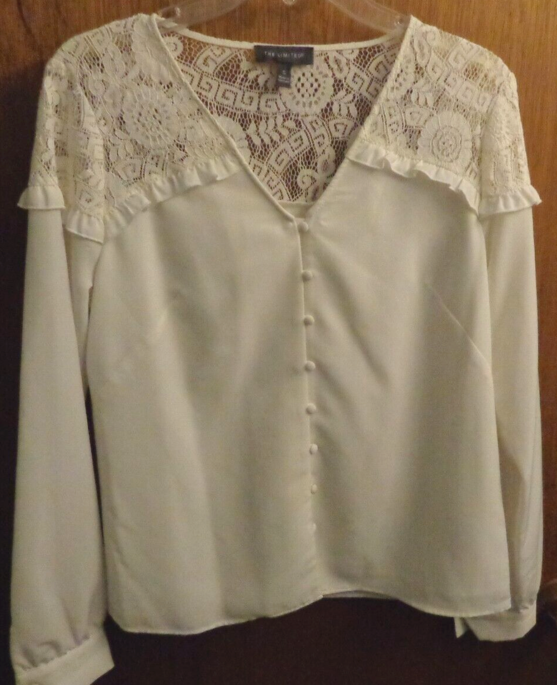 The Limited Ivory Lace Shoulders Shirt Top Women S 36" chest | eBay