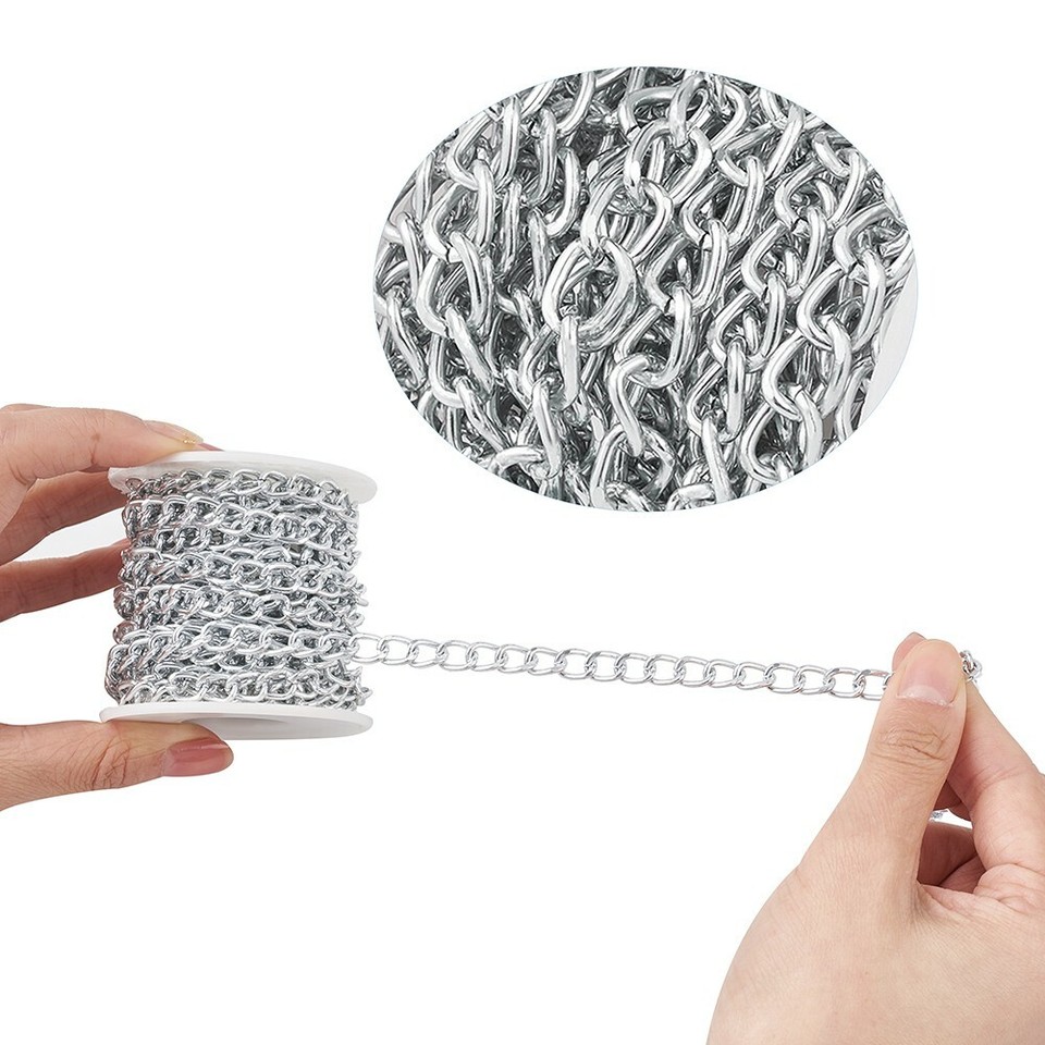 5m/set Aluminium Twisted Curb Chains with Spool For Jewelry Making 10x6 ...