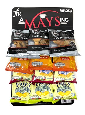 12 Pack Pub Snack Card Mini Cheddar Scampi Bacon Fries Pork Scratching ...
