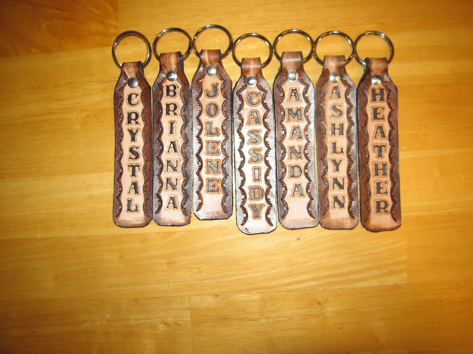 LEATHER KEYCHAIN WITH YOUR NAME OR INITIALS | eBay