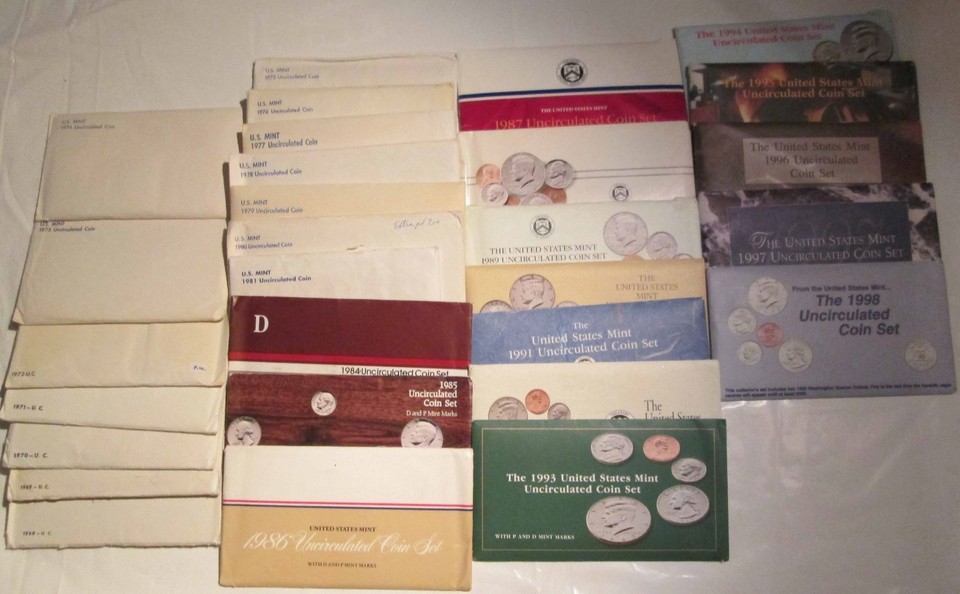 1968 to 2008 Mint Sets U.S. Mint 39 Sets P And D Mint Set Uncirculated COA Box | eBay