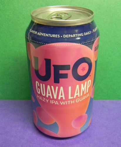 CRAFT HARPOON UFO GUAVA LAMP BEER CAN BOSTON MA. VT. SPACESHIP UFO SIDE ...