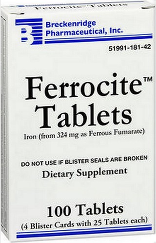 Breckenridge Ferrocite Tab ( 324mg Iron as Ferrous Fumarate ) 100ct ...