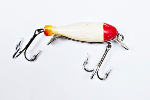 Rare Fred Keeling Fish Tale Lure White, Red Head, Yellow Tail IL 1920s ...