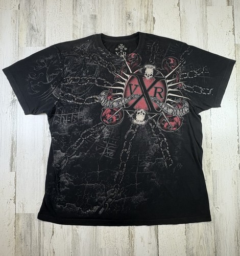 Vintage Y2K Xzavier AXR Unlimited T-Shirt Black XTRA LIFE Skull Gothic ...