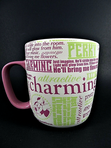 Disney Store Minnie Mouse Sketch Mug Cup Romance Love Theme Wording 16 ...