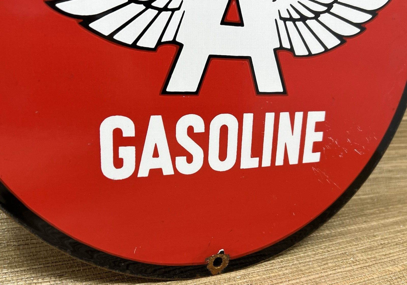 VINTAGE FLYING A GASOLINE PORCELAIN SIGN MOTOR OIL GAS STATION PUMP ...