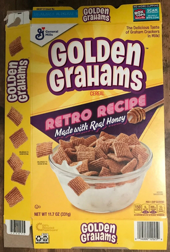 EMPTY Golden Grahams Retro Recipe Made With Real Honey Cereal Box ...