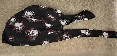 Red Flame Skulls-Amazing Danna-Fitted Doo Rag Bandanna W/ties Biker ...
