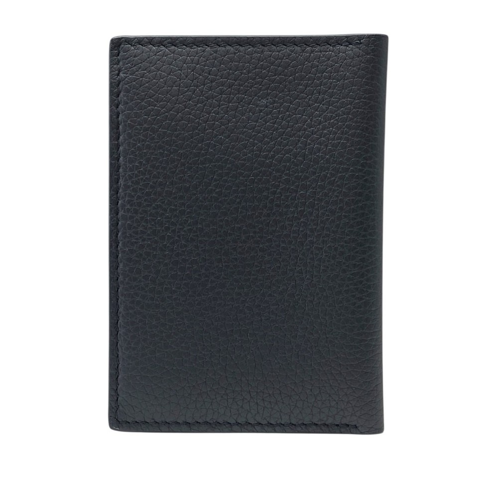 Loro Piana Extra Bi-Fold Card Holder Navy Blue Leather Business Card ...