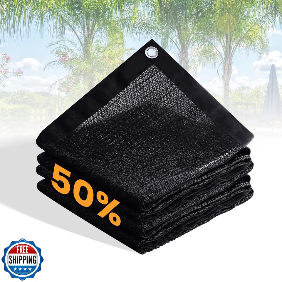VICLLAX 50% Black Garden Shade Fabric Sun Shade Cloth - UV Protection ...