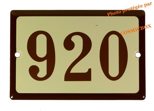 Plaque émaillée marron beige NUMERO de RUE 920 émail enamel plate ...
