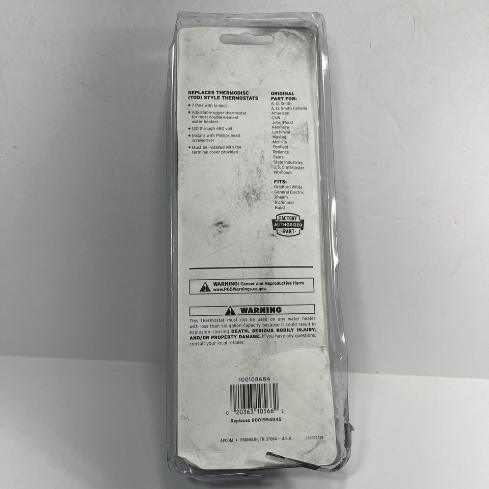 Apcom Electric Water Heater Thermostat WH10A | eBay