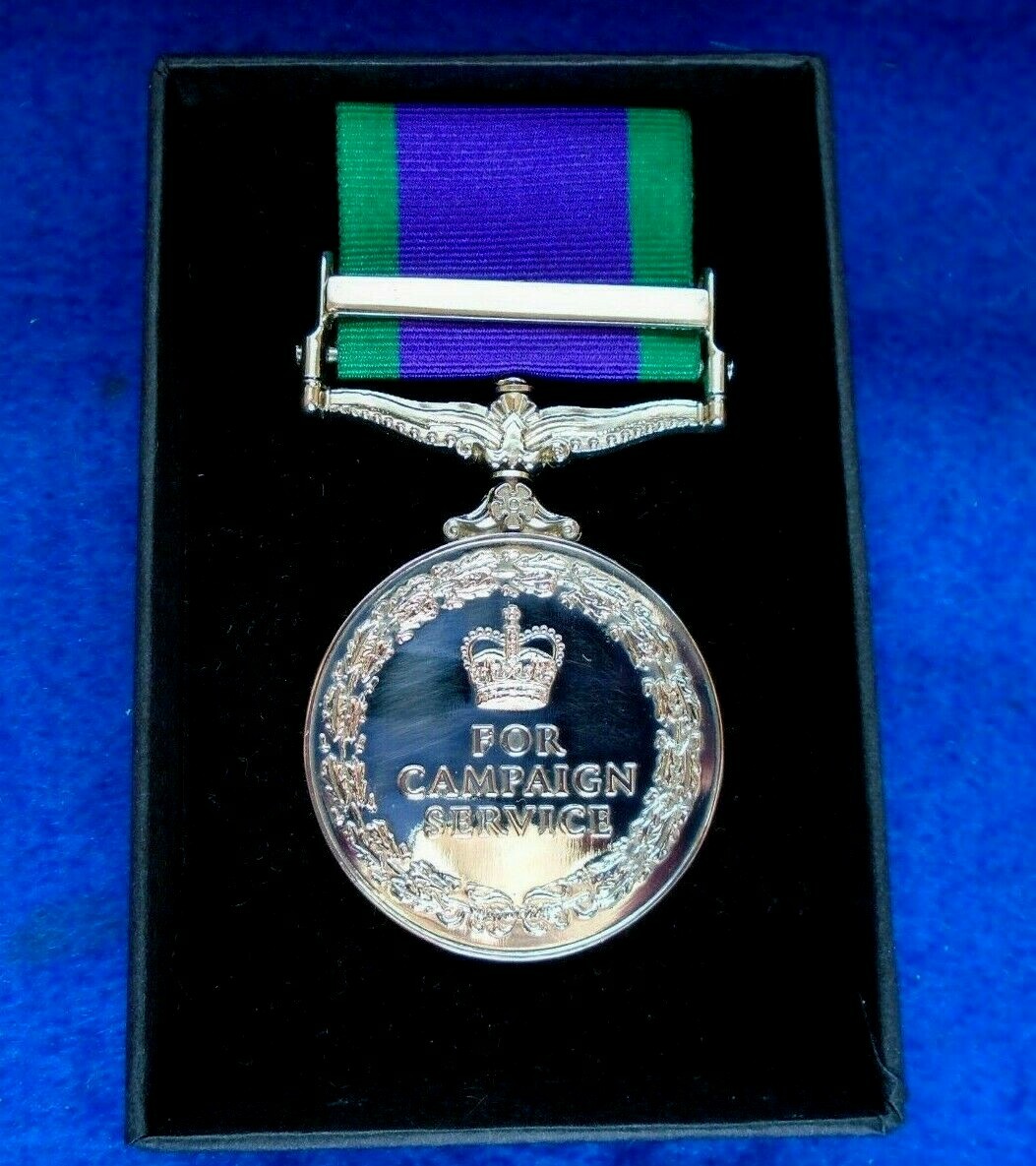 GENERAL SERVICE MEDAL (CSM) RADFAN CLASP, RIBBON, PRESENTATION BOX ...