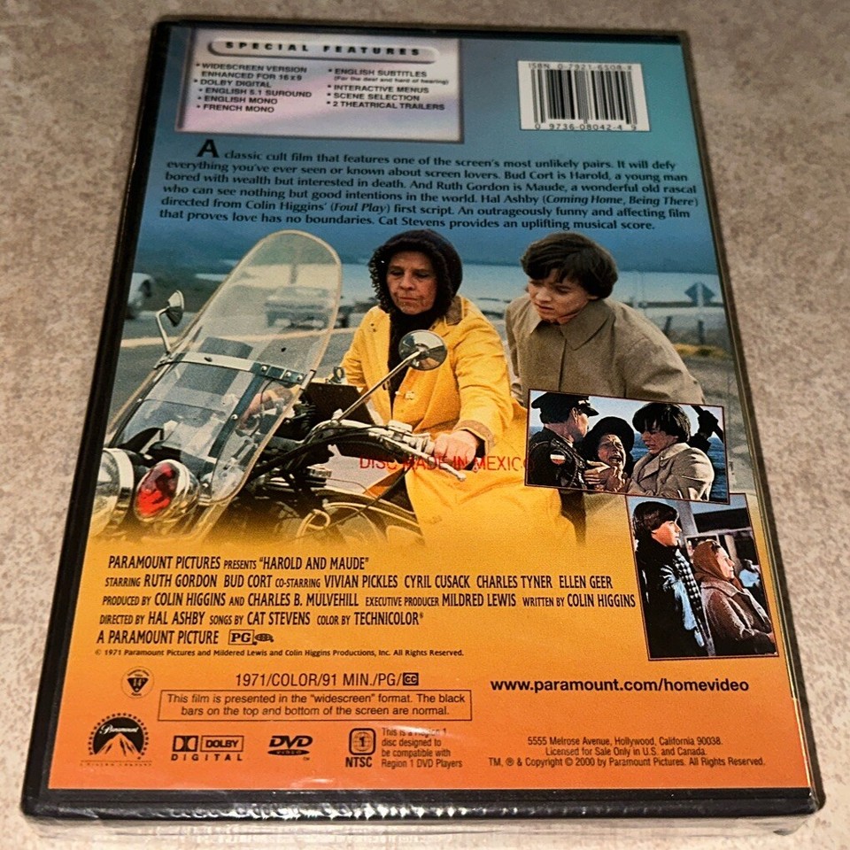Harold And Maude DVD NEW Sealed Region 1 Widescreen Ruth Gordon Bud ...