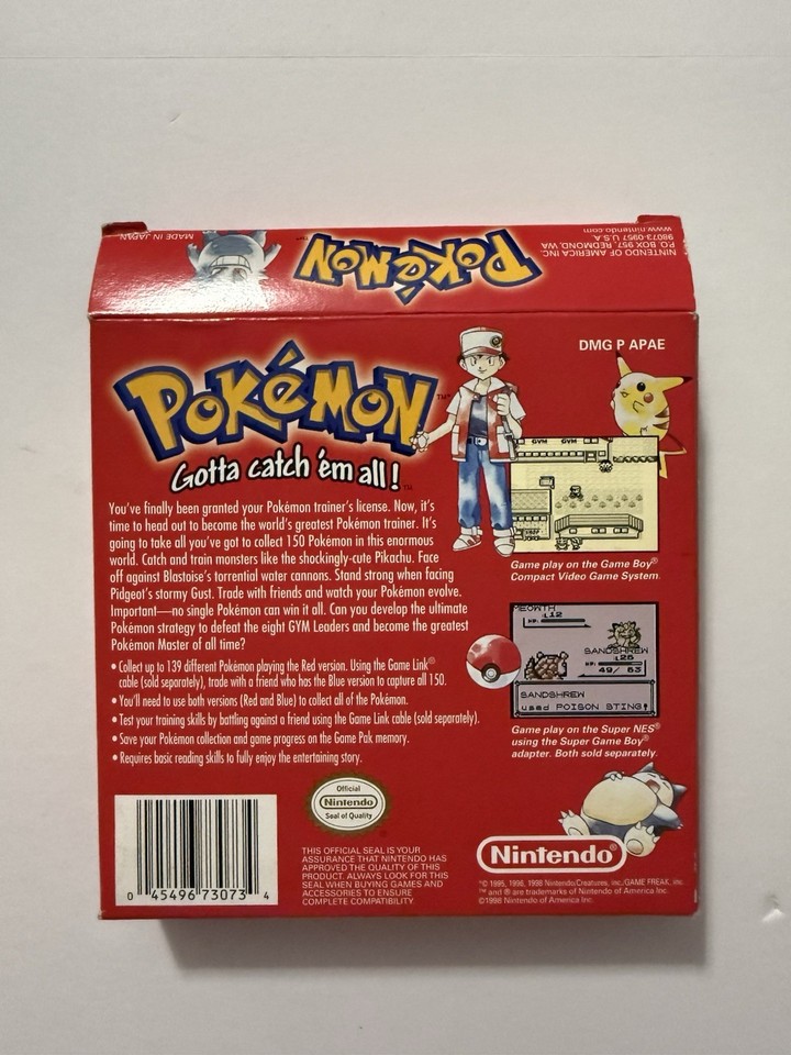 Pokemon Red Authentic Nintendo Game Boy Box Only 1st Print | eBay