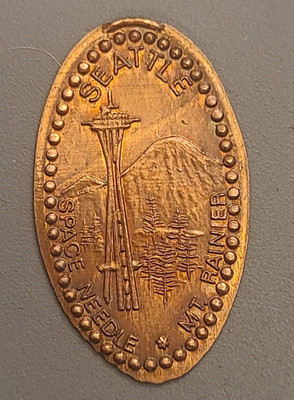 RARE Seattle Space Needle Mt. Ranier Elongated Smashed Pressed Penny ...