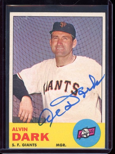 1963 Topps Alvin Dark #258 Autographed Signed AUTO San Francisco Giants ...