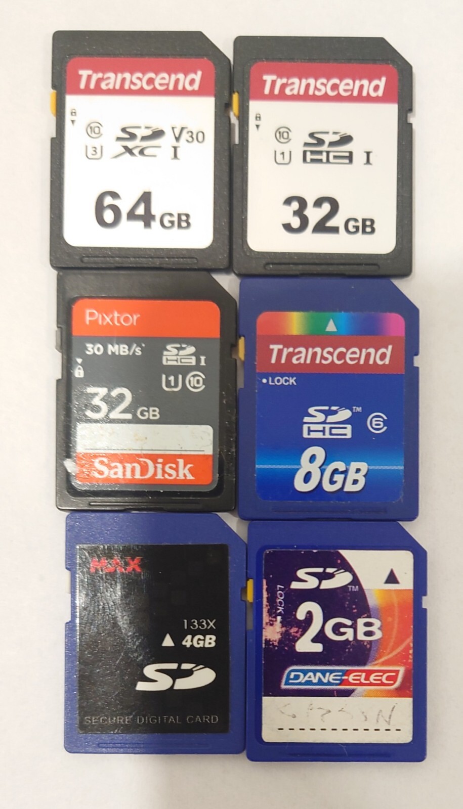 LOT OF 6 SDHC SD MEMORY CARDS VARIOUS BRANDS 64, 2x 32, 8, 4 & 2 GB | eBay