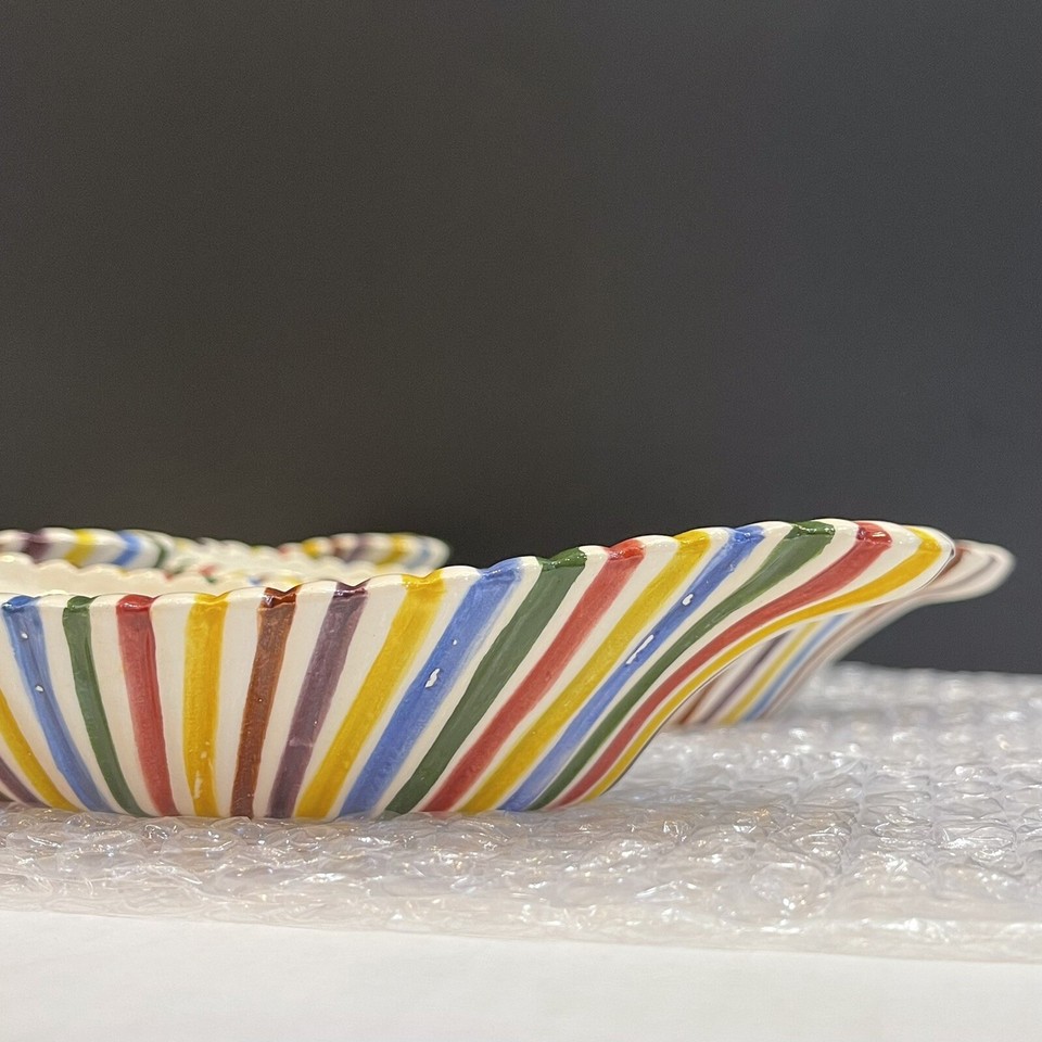 Rare Set of 4 Handpainted Multicolor Colorful 8.5”x4” Small Serving ...