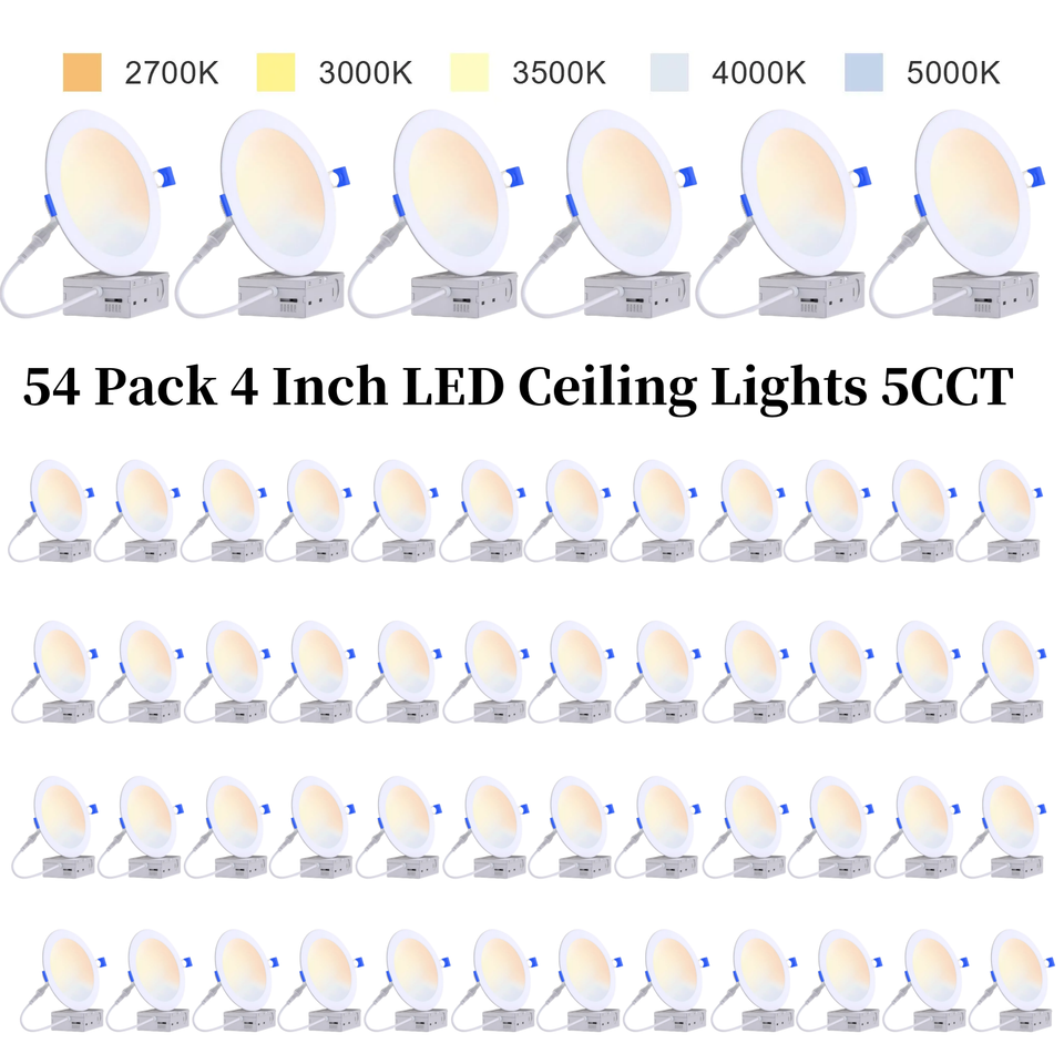 4" INCH WHITE ROUND SLIM LED RECESSED LIGHTING - 9 WATTS - 800 LUMENS ...