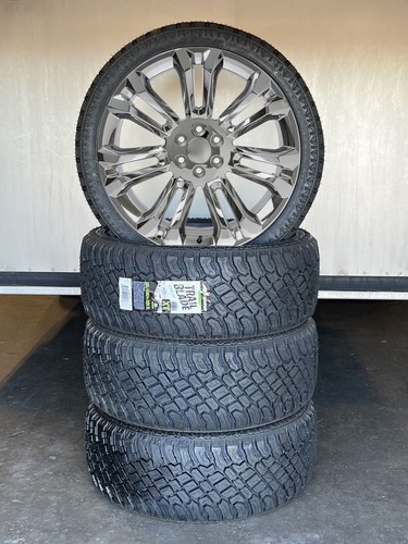 7 Split 24" Chrome Wheels X/T Tires Chevy Silverado Tahoe GMC Sierra ...
