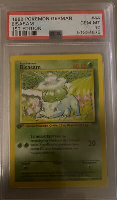 1999 Pokemon German 1st Edition Base Set 44 Bulbasaur Bisasam PSA 10 ...