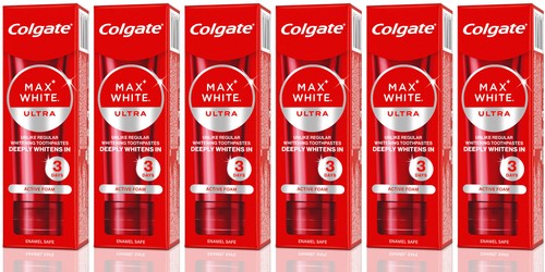 6 COLGATE MAX WHITE ULTRA ACTIVE FOAM Whitening Toothpaste Tubes 50ml 1 ...