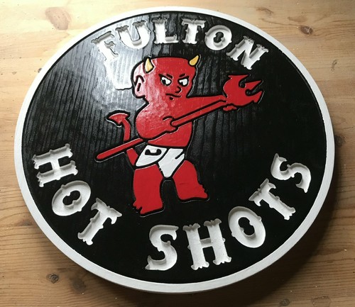 Fire Department Fulton Hot Shots 3D routed plaque wood patch sign ...