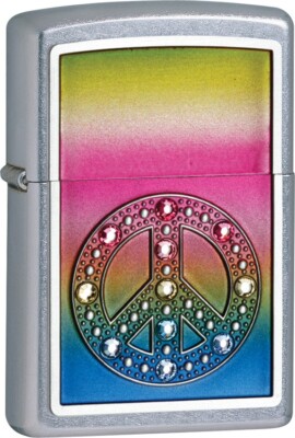 Rare 2011 Swarovski Crystal Encrusted Peace Sign Zippo Lighter | eBay