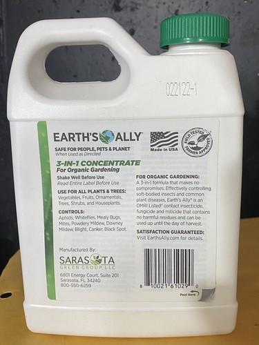 Earth's Ally 3-in-1 Plant Spray 32 oz Conc. Makes 3 gallons Organic | eBay