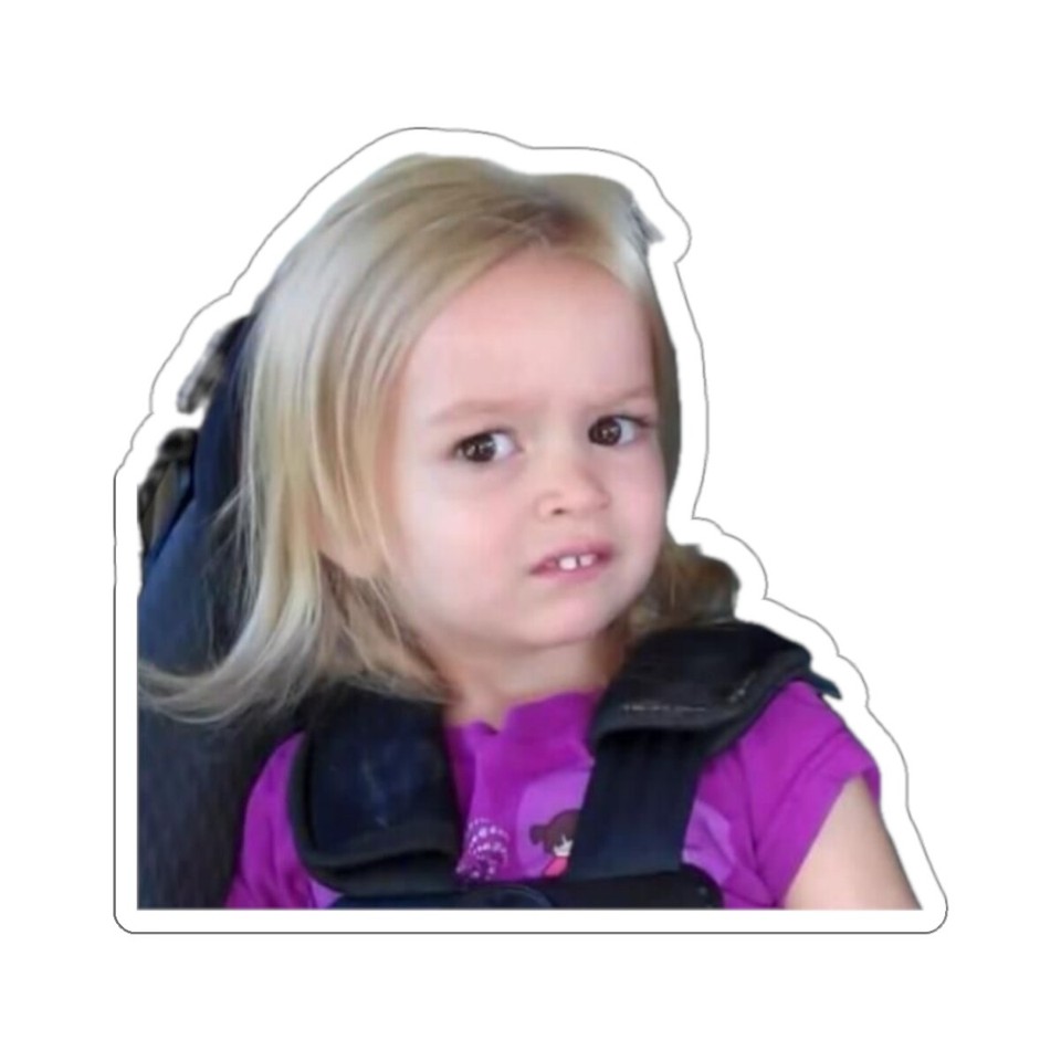 Confused Little Girl Popular Meme Funny Prank Humor Kiss Cut Sticker ...