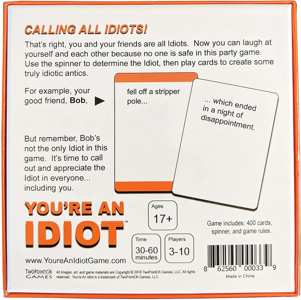 You're An Idiot Party Game (Adults), no Trivia, B2290 | eBay