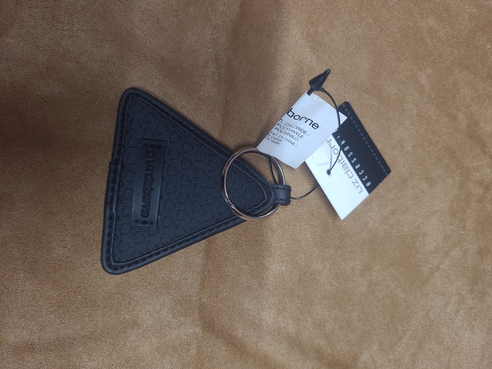 Vintage 1980's Liz Claiborne Black Triangle Key Fob Ring NEW | eBay