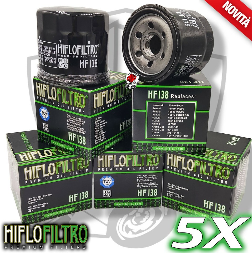 Set 5 Filter Hiflo Ölfilter HF138 Suzuki 1300 Hayabusa 1999 2000 2001 ...