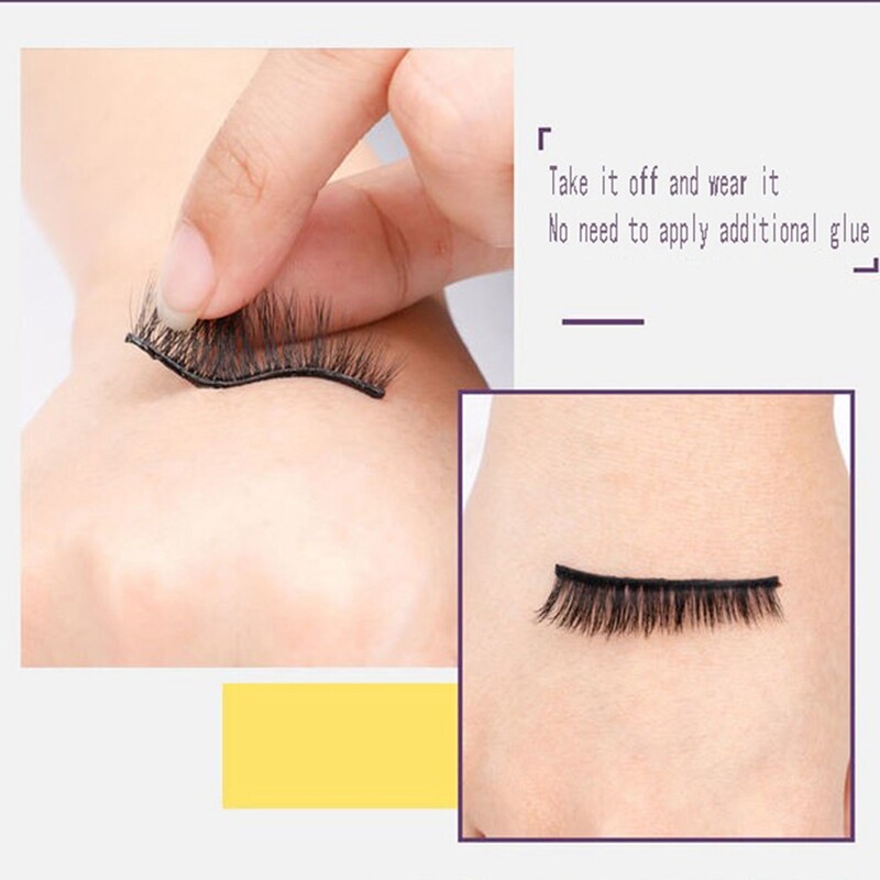 1 Box 34PCS Eyelash Glue Strip Glue-Free Lash Reusable Tape Self ...