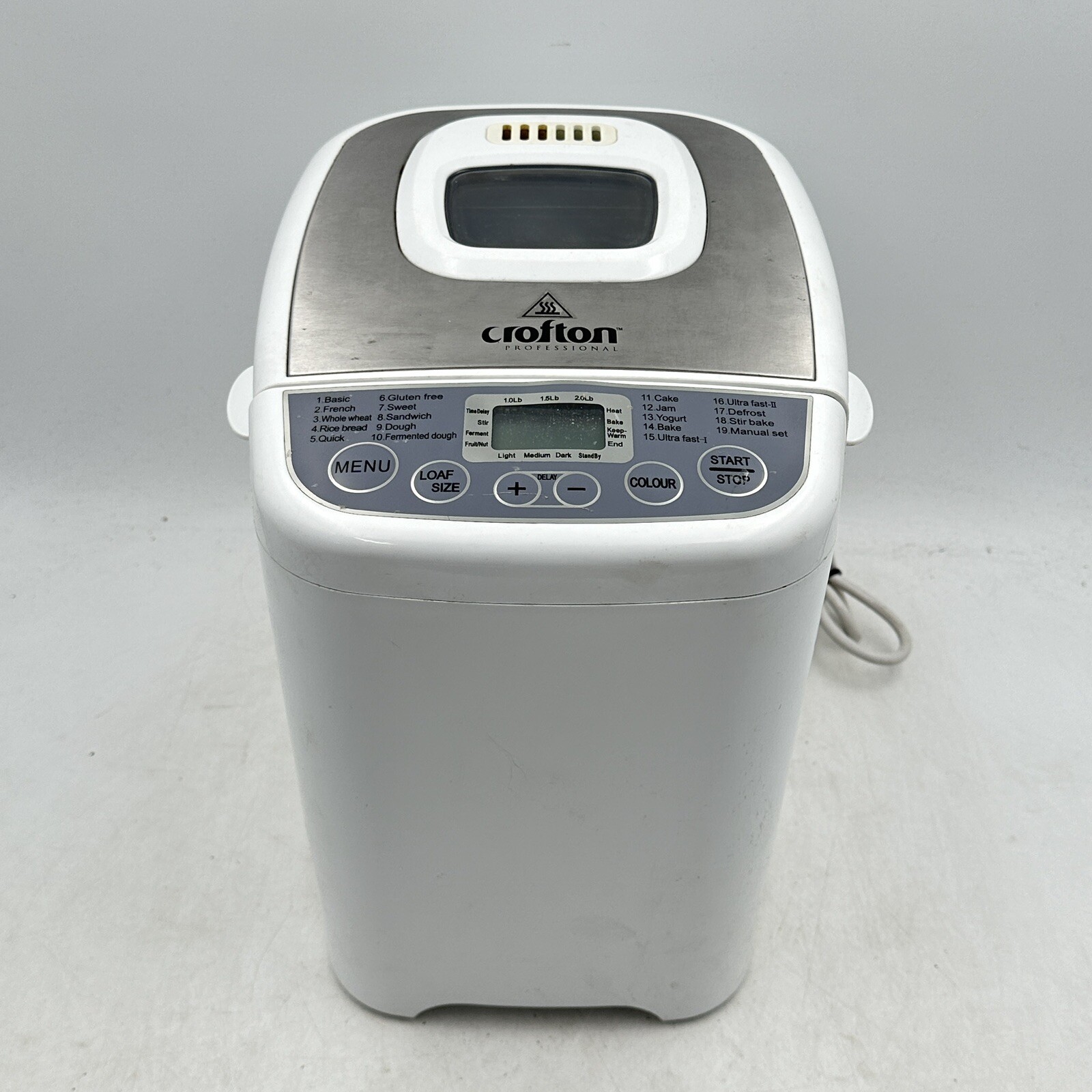 Crofton BM5100B White Professional Bread Maker Oven 19 Settings Pre ...