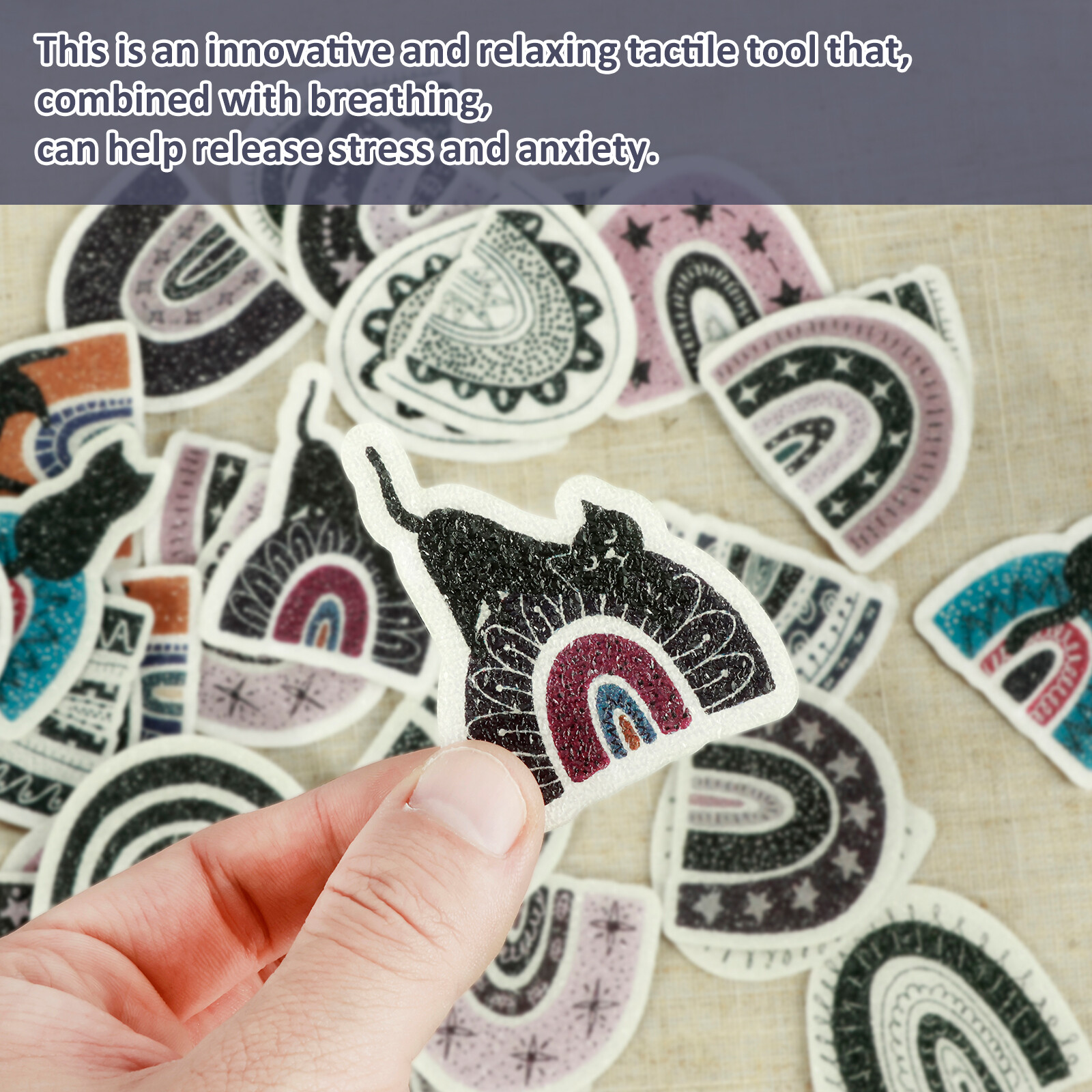 32Pcs Calm Stickers Set 15 Styles Reusable Tactile Rough Textured ...