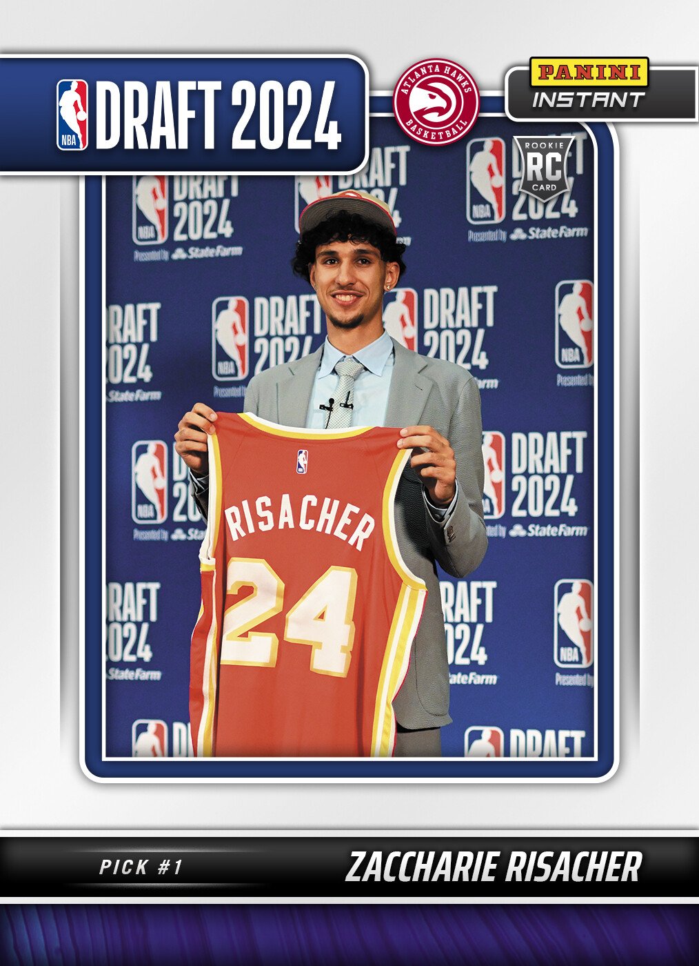 2024-25 Panini Instant Zaccharie Risacher ROOKIE DRAFT NIGHT SP Hawks # ...
