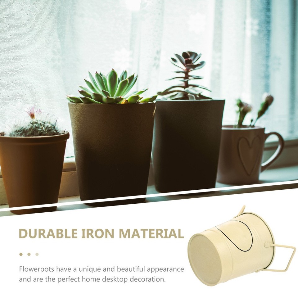 Mini Round Flower Pot Plant Bucket Home Decoration bucket with Handle ...