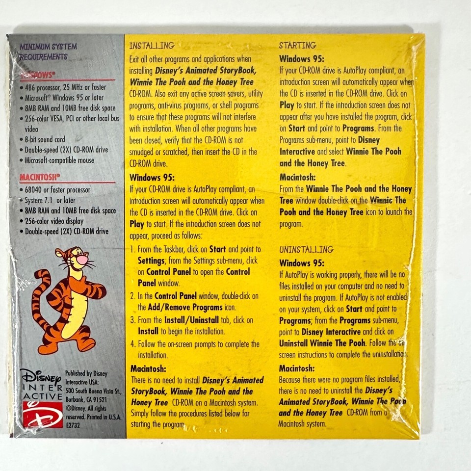 Disney's Winnie the Pooh Animated Storybook CD-ROM WIN95 & Mac 1995 ...