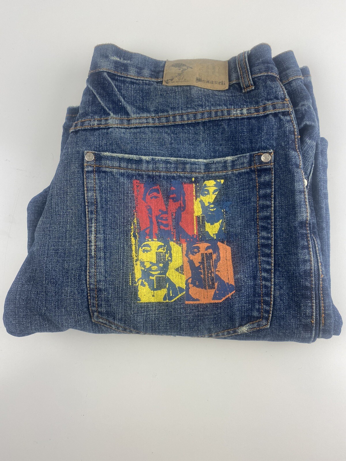 VTG Makaveli Tupac Jeans Embroidered & Printed Size 36 - Gem