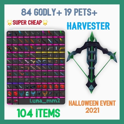 Mm2 SMALL SET Bundle Full SET 84 Godly + 19 Pet 🌟1x HARVESTER 🌟 104 ...