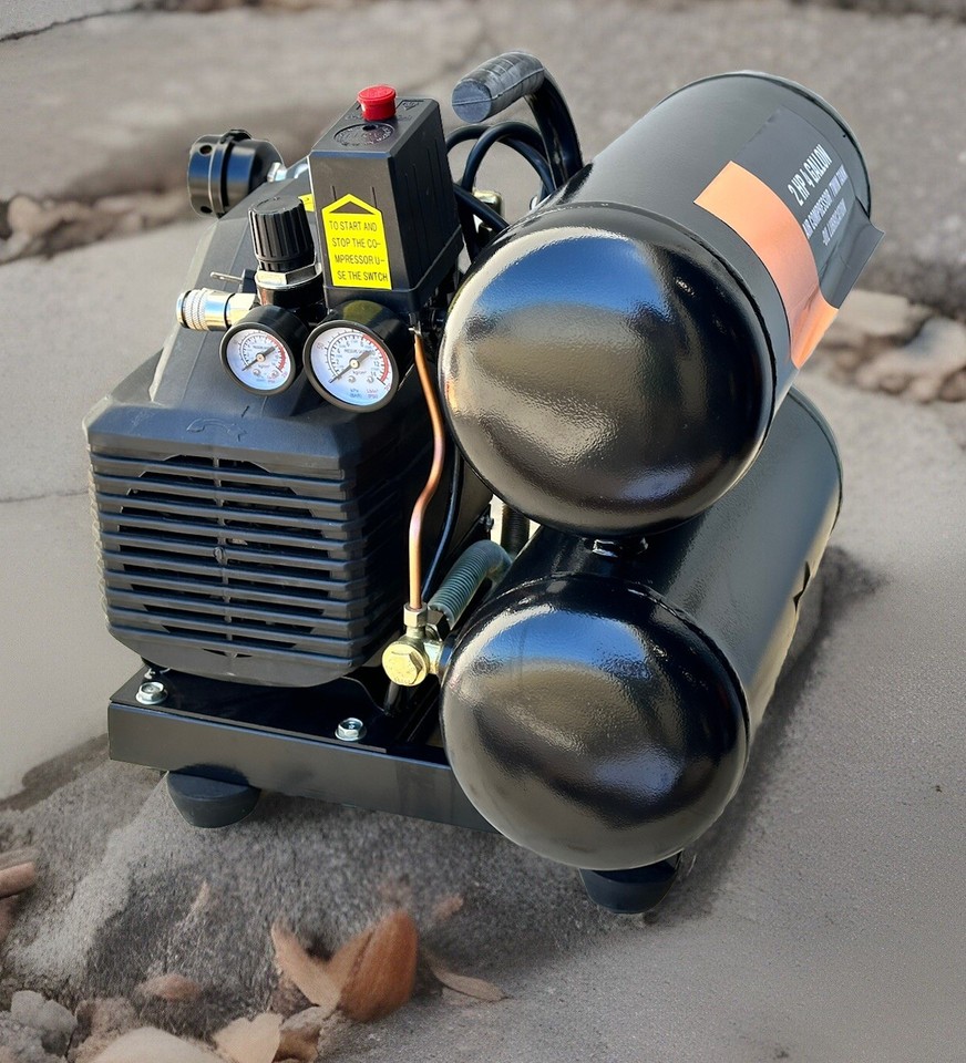 4 Gallon Twin Tanks Air Compressor 2 HP Max 115PSI 5.5cfm Direct Drive ...
