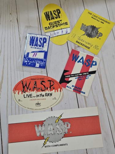 Lot of 6 Vintage 1986-1987 Tours WASP Concert Backstage Passes & Staff ...