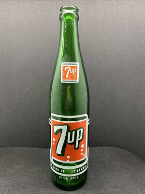 Vintage 7-UP Green Glass Bottle 1 Pint 16oz Original Soda / Pop ...