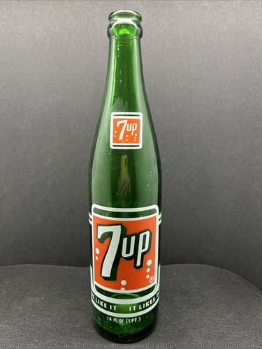 Vintage 7-UP Green Glass Bottle 1 Pint 16oz Original Soda / Pop ...